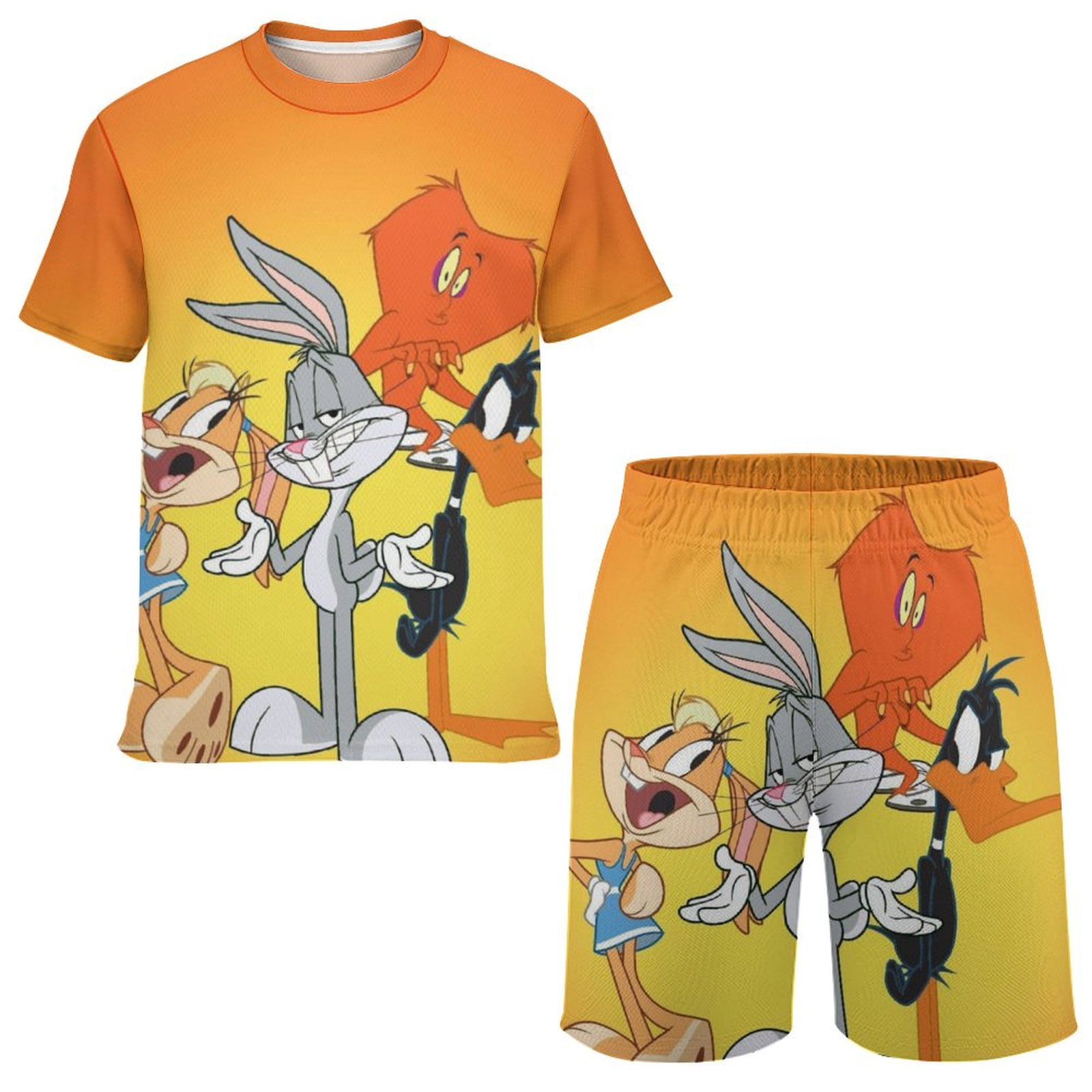 Boys Looney Tunes Cartoons Short Sleeve Mesh T-Shirt And Shorts Outfit ...
