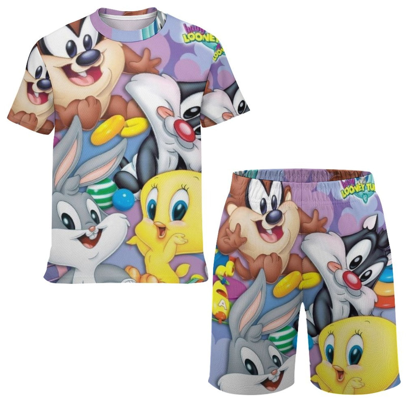 Boys Looney Tunes Cartoons Short Sleeve Mesh T-Shirt And Shorts Outfit ...