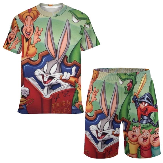 Boys Looney Tunes Cartoons Short Sleeve Mesh T-Shirt And Shorts Outfit ...