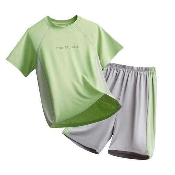Boys Loose Athletic Shorts Set Performance Crew Neck T-Shirt and Short ...
