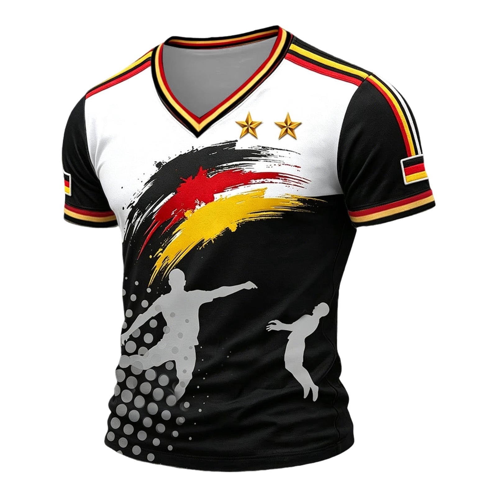 Boys Men Football Fans T Shirts Germany Flag Print V-Neck Short Sleeve ...