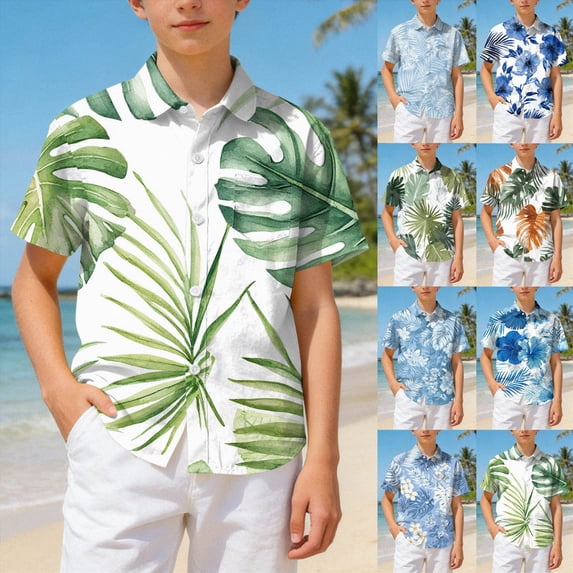 Boys' & Mens Short Sleeve Button Down Shirts,Kids Summer Uniform Dress ...