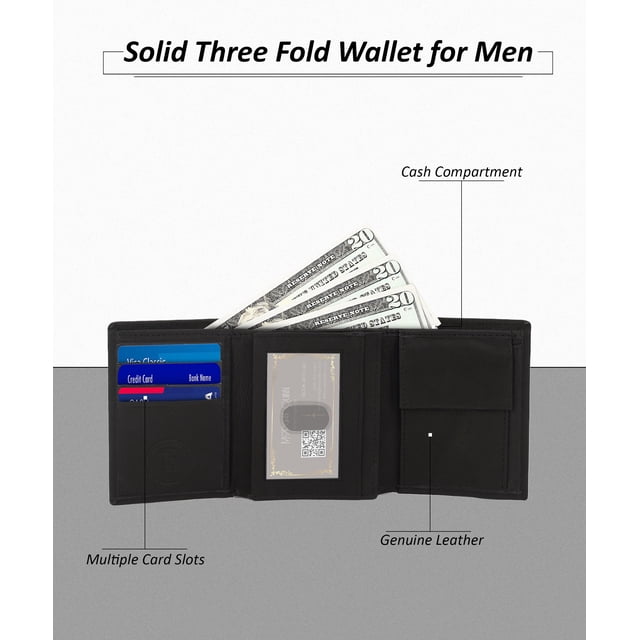 Boys Mens Slim Compact middle Flap Clear Id Credit Cards Coin Pocket ...