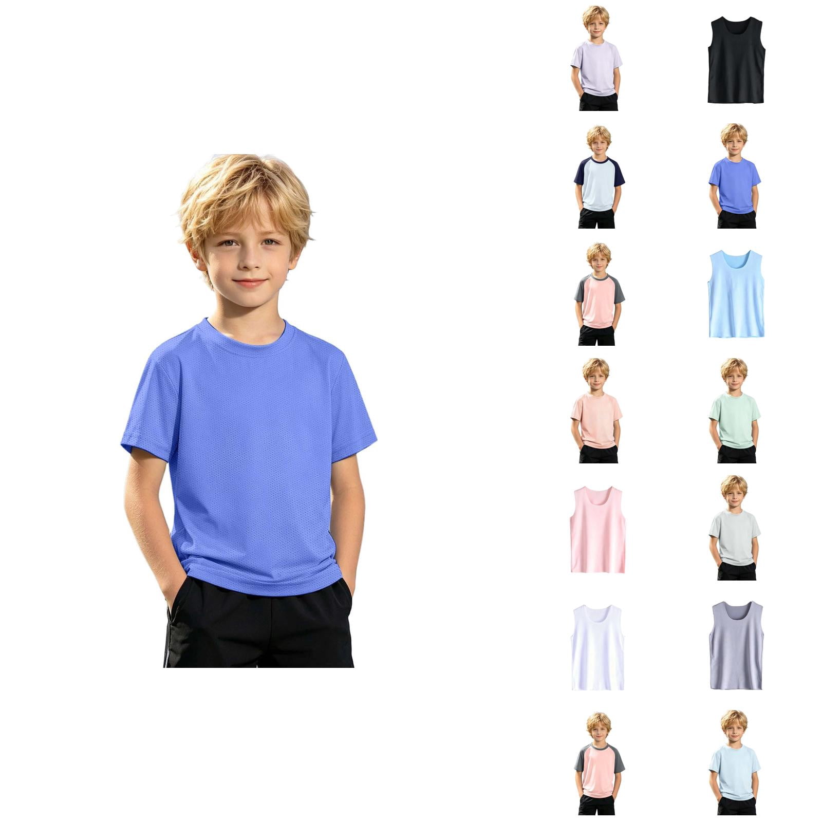 Boys Mesh Short Sleeve Summer Breathable Ice Silk Tee Sport Shirts Kids ...