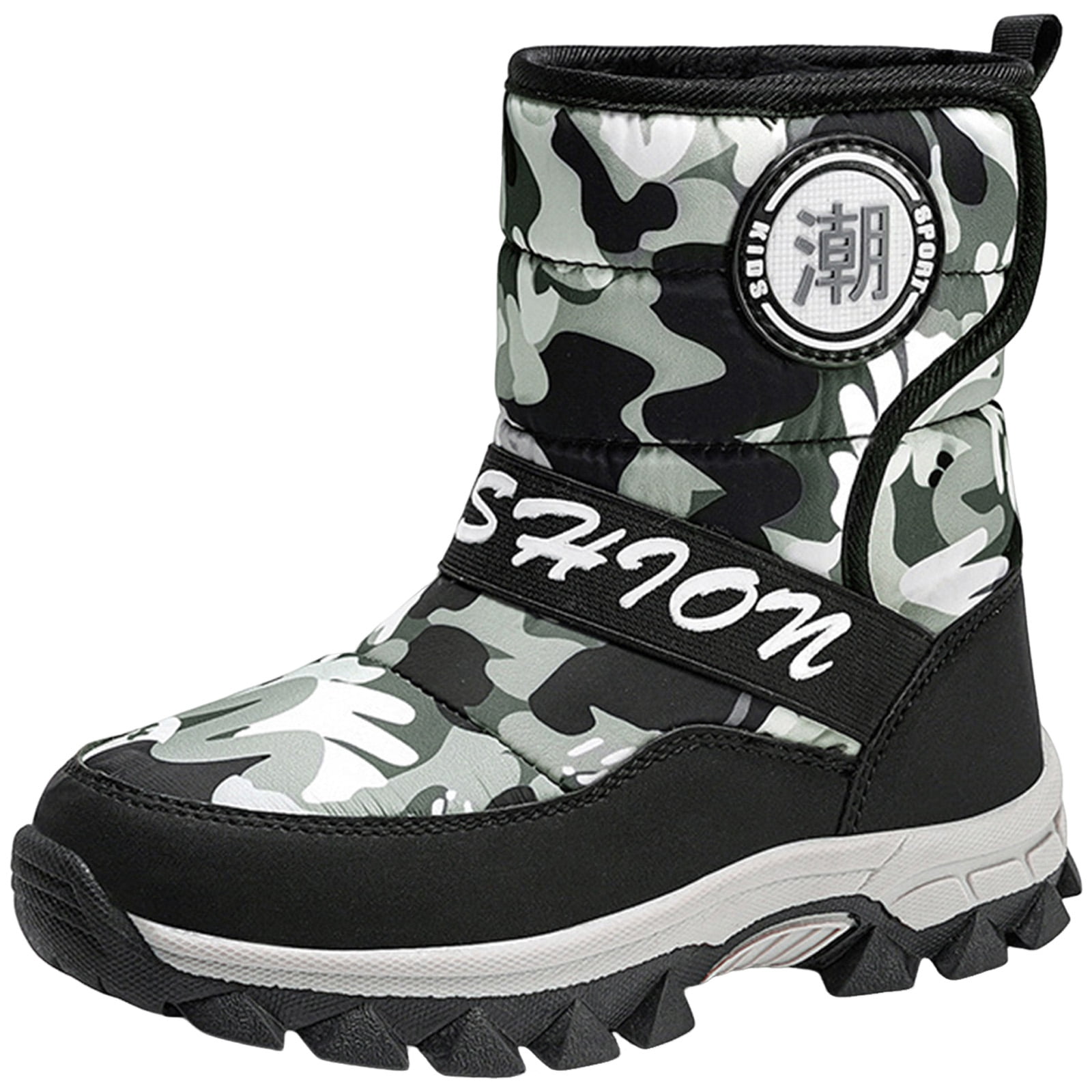 Boys Mid Calf Winter Boots Toddler Platform Non Slip Fleece Lined Snow ...