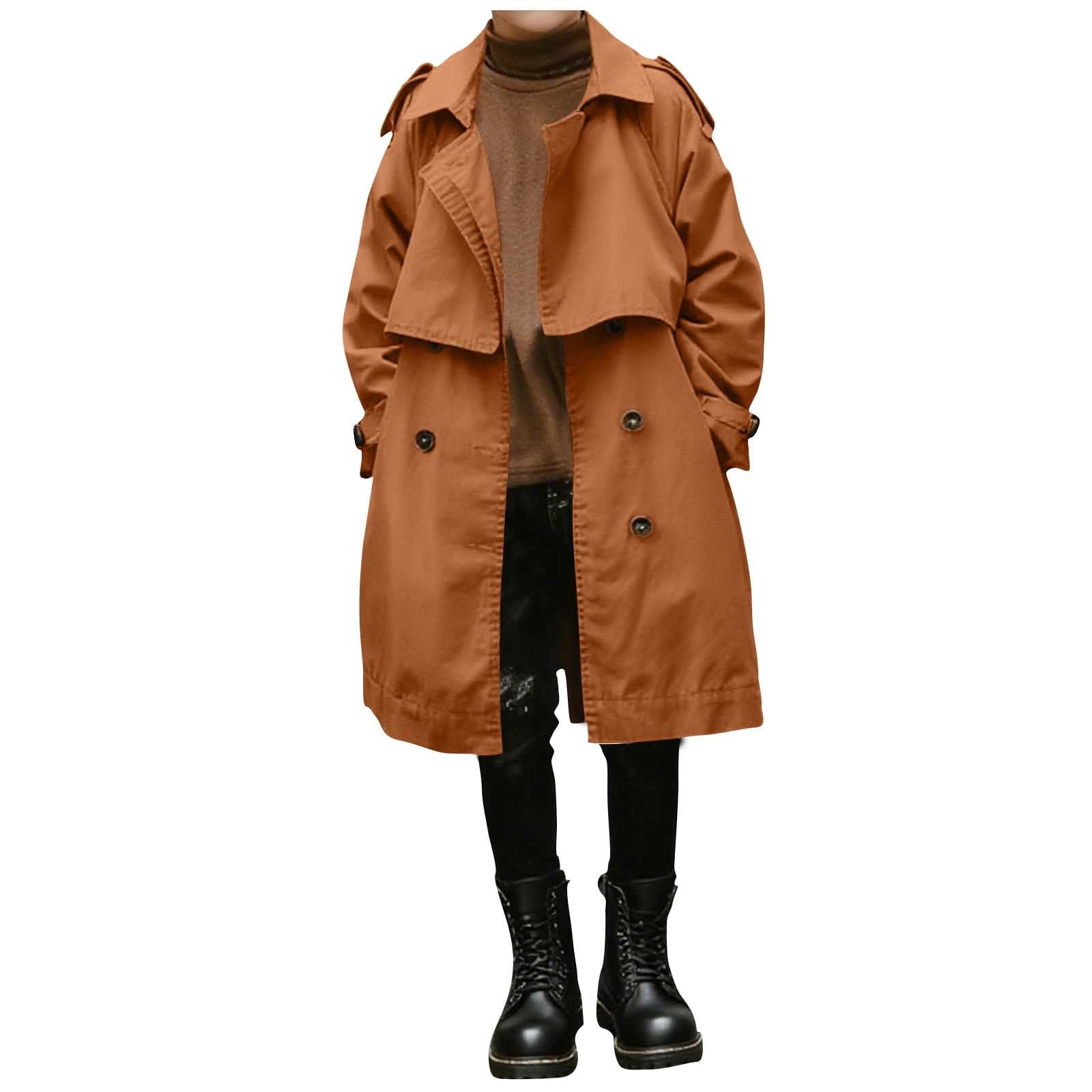Boys Mid Long Trench Coat Double Breasted Notch Collar Casual Dress ...