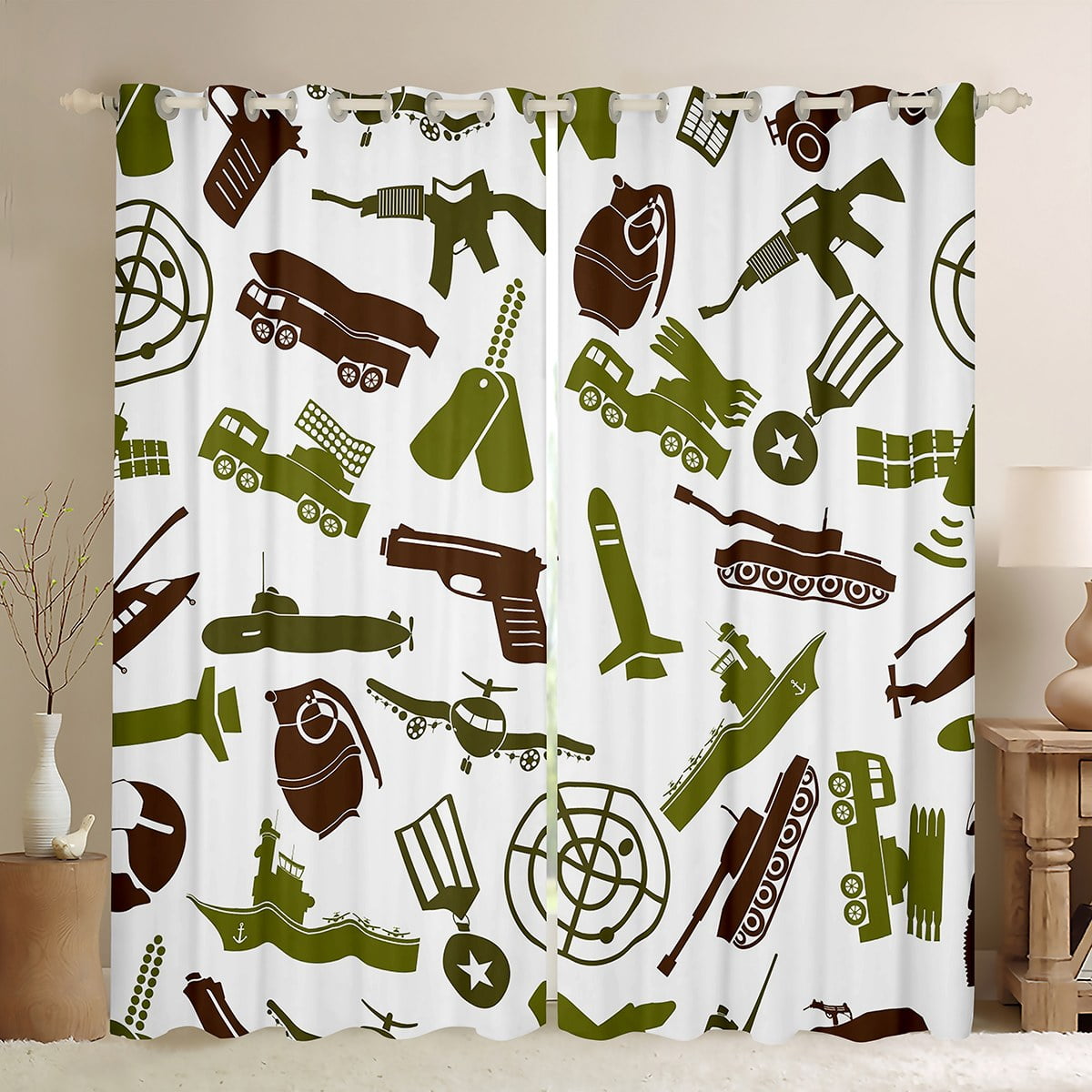Boys Military Technics 52"x63" Set of 2 Panels Window Curtains & Drapes ...
