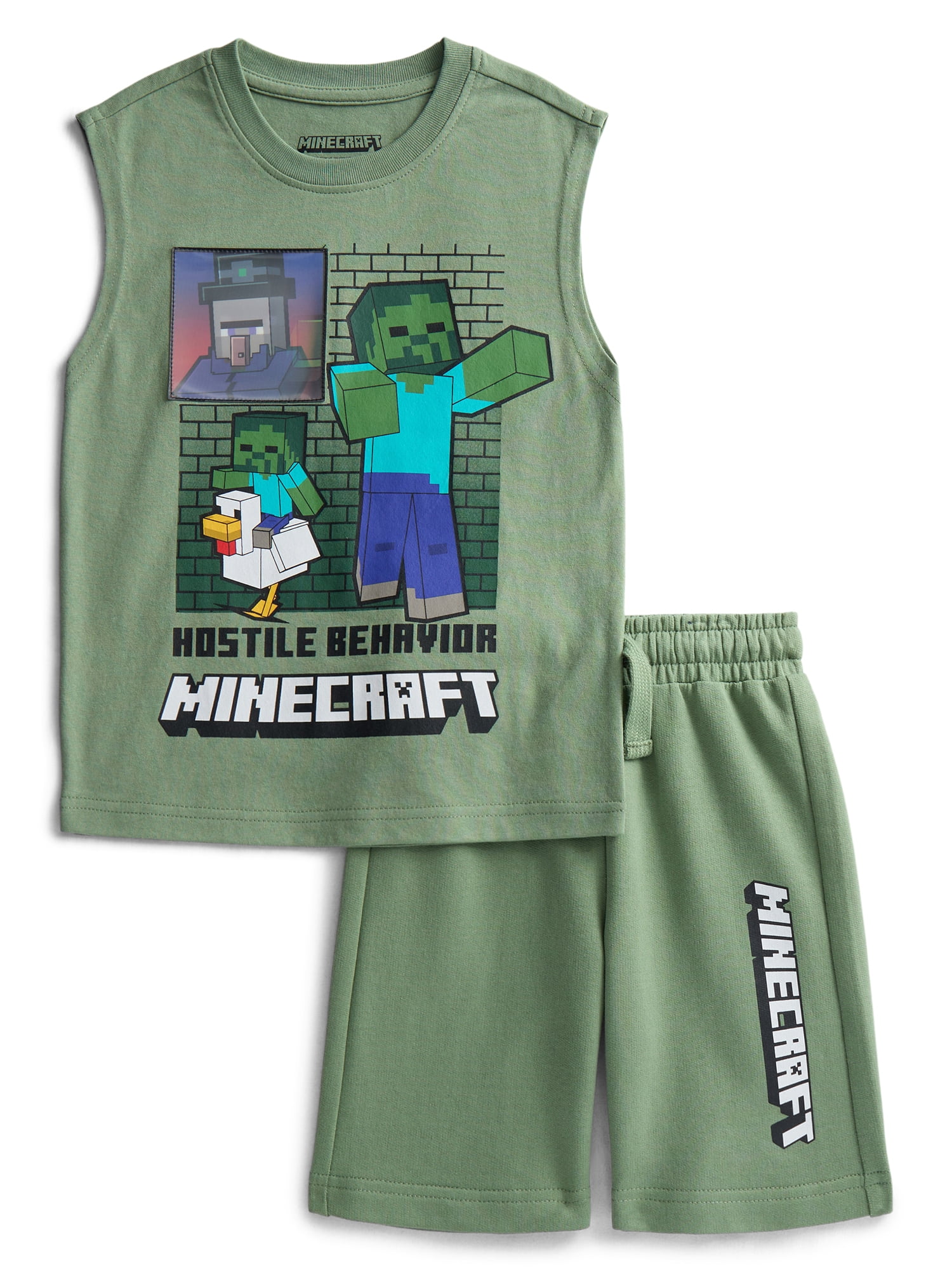 Minecraft Boys Lenticular Muscle Tank Top and Shorts Set, 2-Piece ...