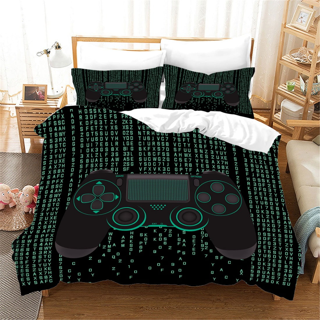 Boys Modern Gamepad Gamer Comforter Set,Video Game Controller Bedding ...