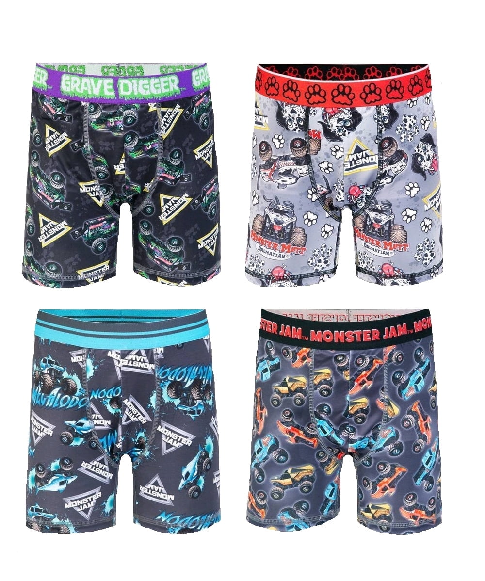 Boys' Monster Jam 4 Pack Boxer Briefs - 10 - Walmart.com