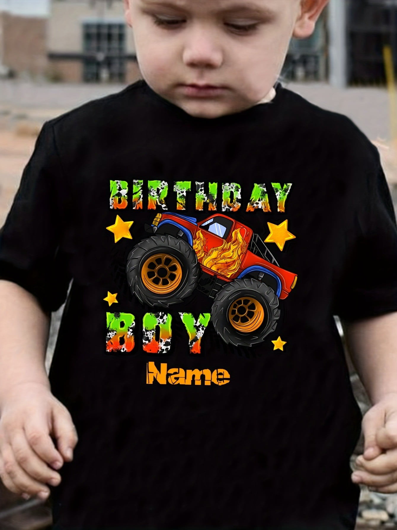 Boys' Monster Truck Birthday T-Shirt, Vibrant Off-Road Design, 100% ...