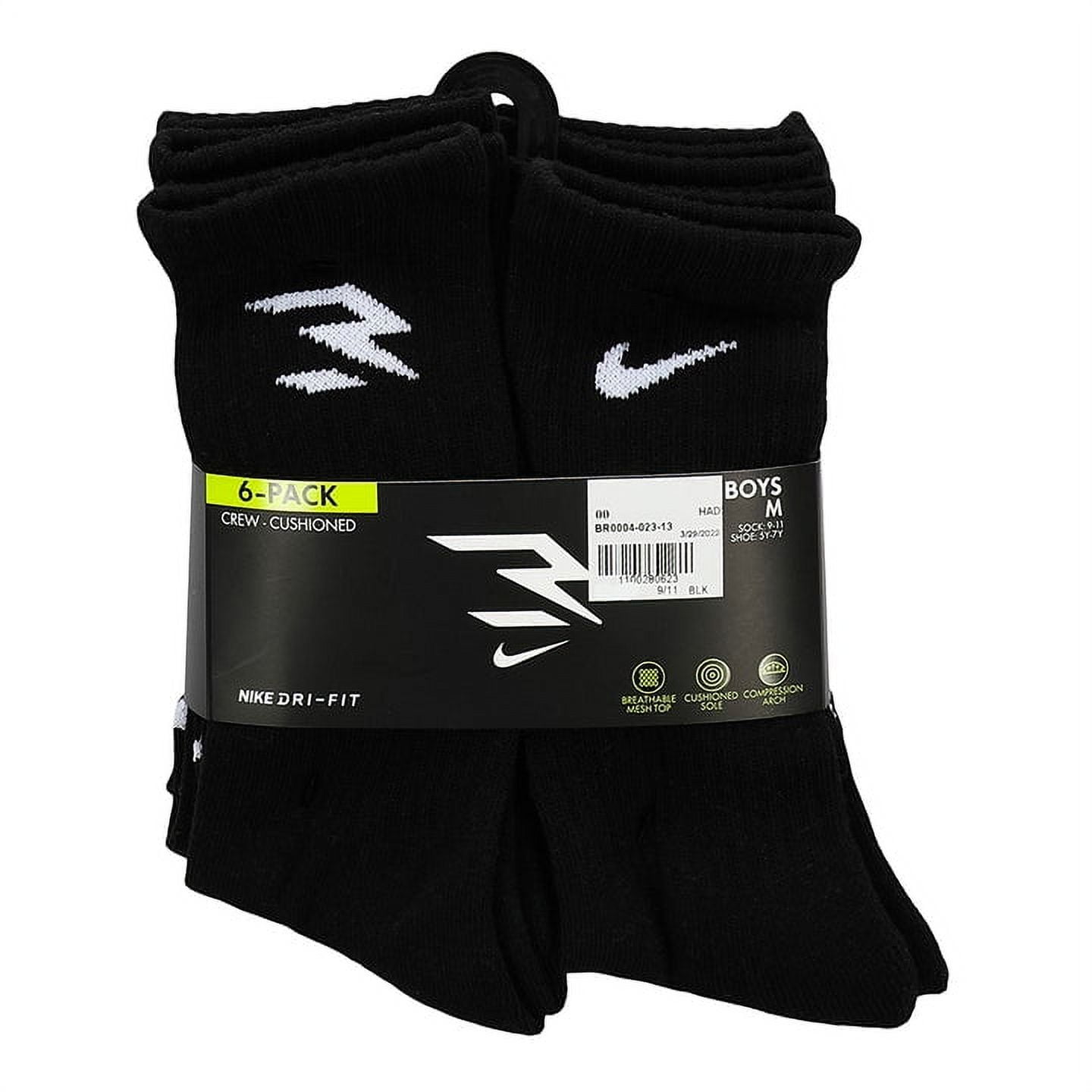 Boys Nike 3BRAND by Russell Wilson Dri-FIT Socks 6-Pack Color: Black ...