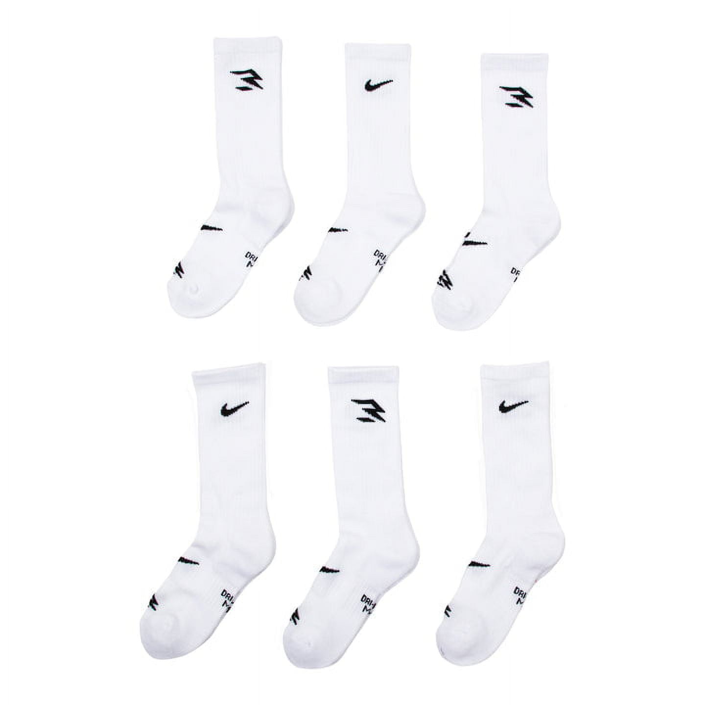 Boys Nike 3BRAND by Russell Wilson Dri-FIT Socks 6-Pack Color: White Size: 9-11 - Walmart.com