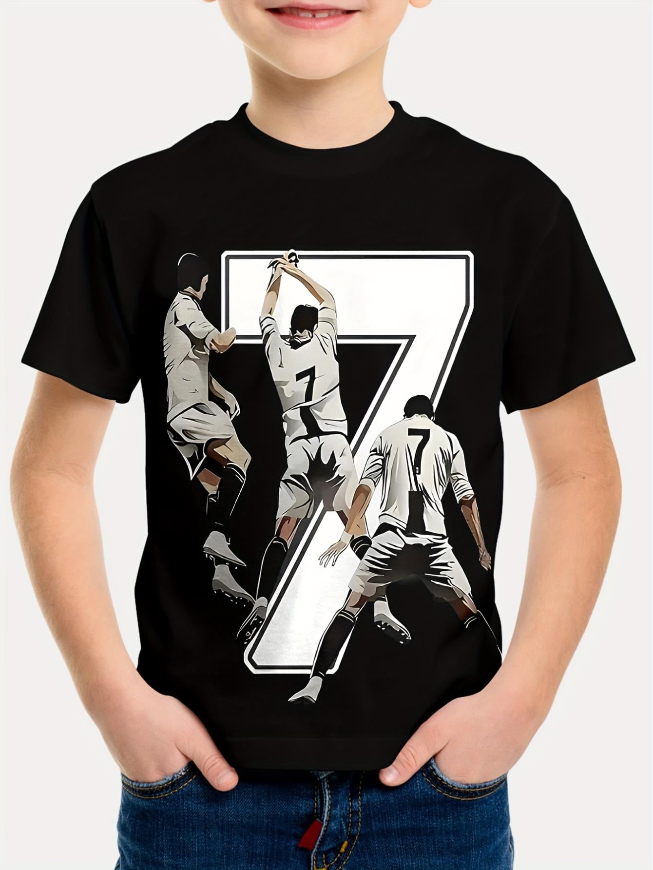 Boys' No. 7 Football Jersey T-Shirt - Black with White 3D Printed ...