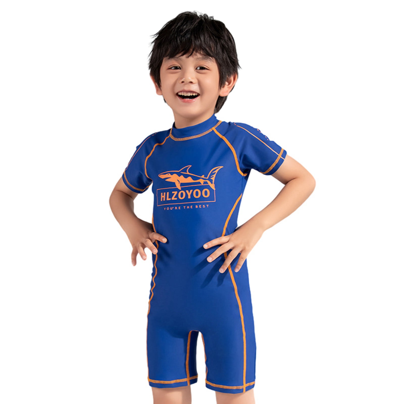 Boys One Piece Rash Guard Swimsuit Kid Water Sport Short Swimsuit UPF 50+ Sun Protection Bathing ...