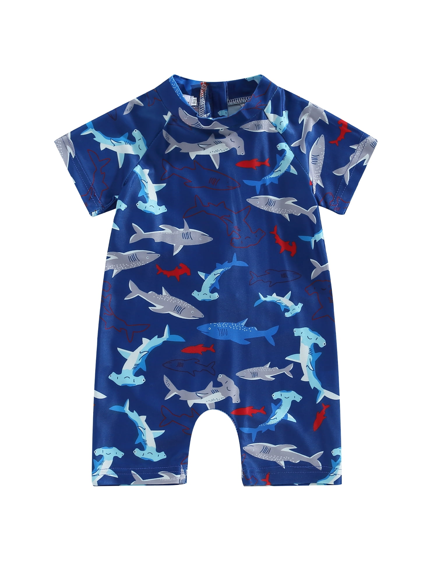 Boys One Piece Swimsuit Shark Dinosaur Print Bathing Suit Zipper Rash ...