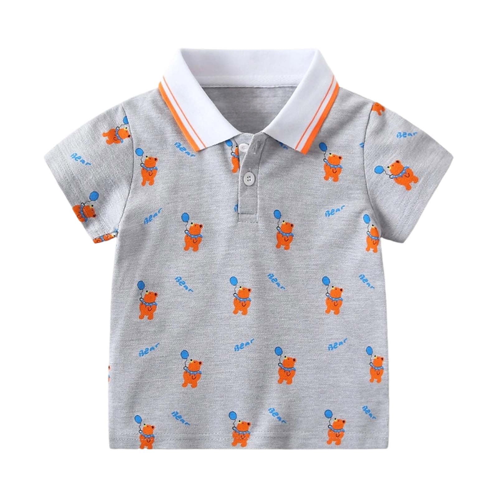 Boys Outdoor Tops Short Sleeve Colorful Cartoon Print Comfort Petite ...
