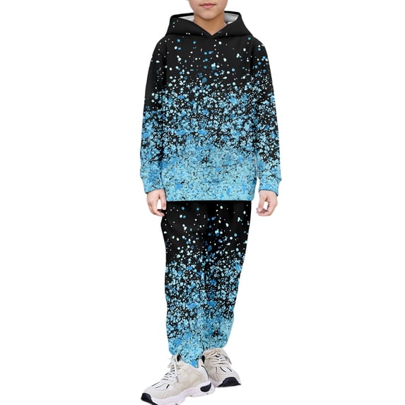 Boys Outfit Casual Hooded Print Long Sleeve 2 Piece Lounge Boys Summer ...