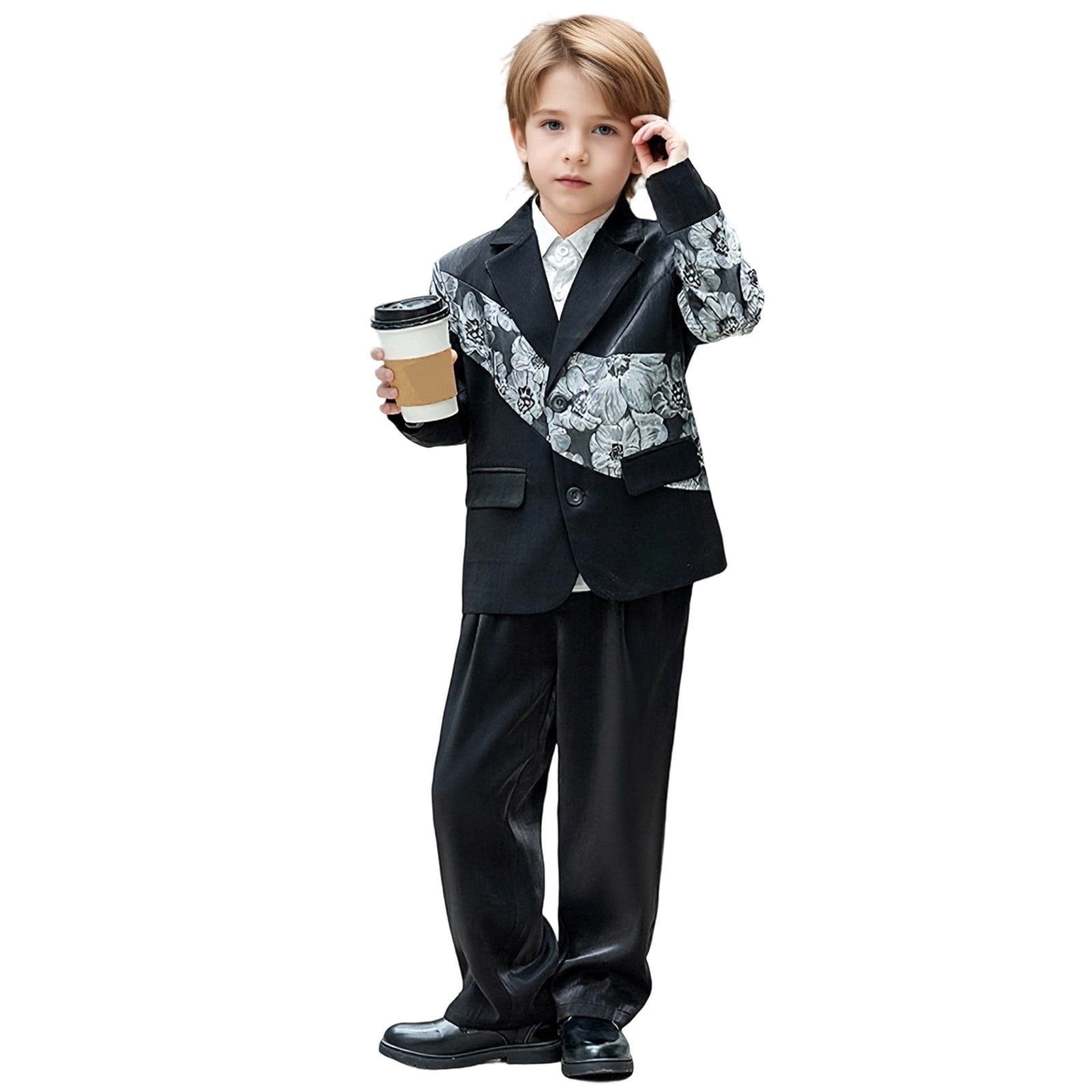 Boys Outfit Casual Printed Pattern Fashion Show Flower Dress Boys ...