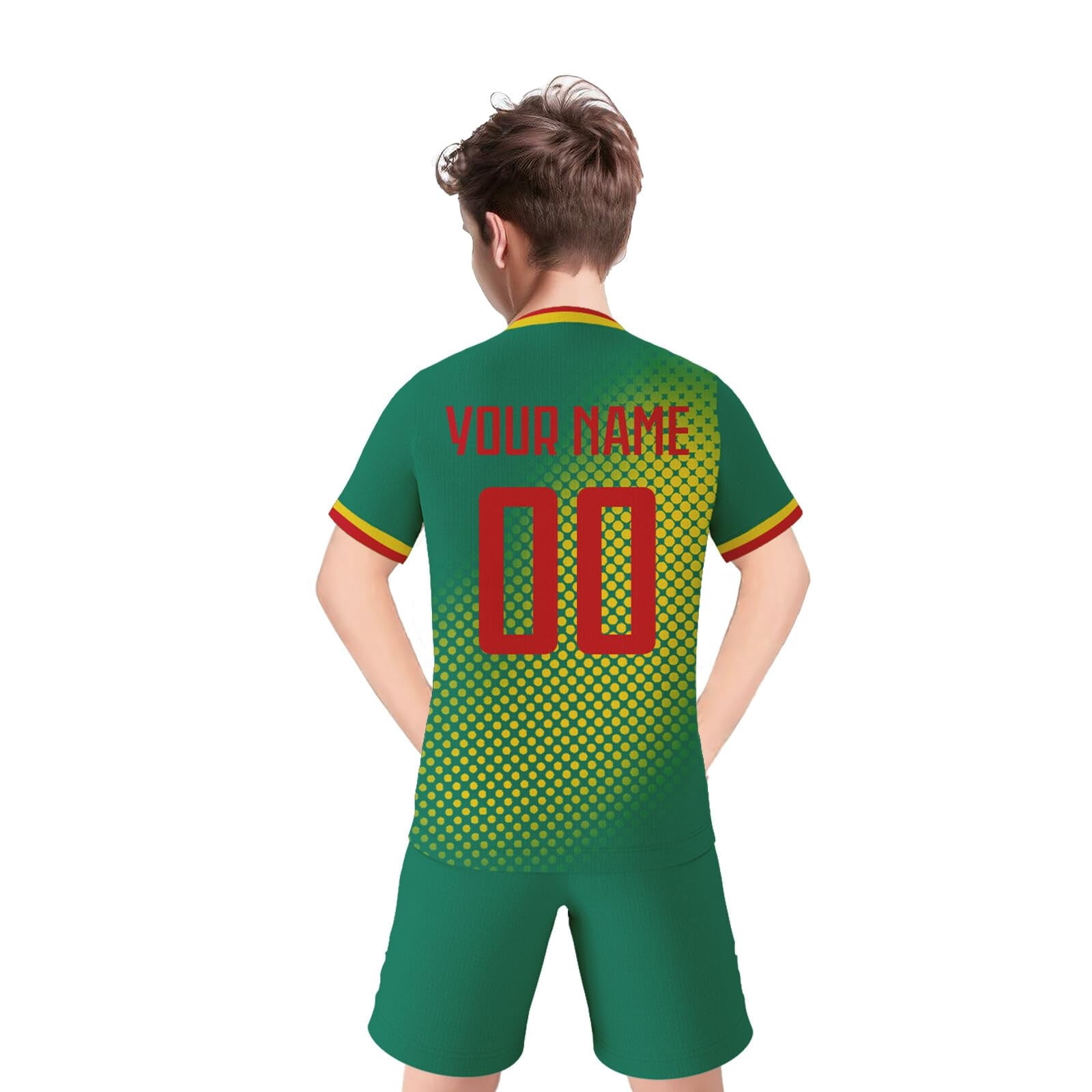 Boys Outfit Casual Solid Color Shirt Shorts Football 2Pc Boys Summer ...
