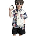Boys Outfit Sets Cool Short Sleeve Shirt Shorts Necktie Three Piece ...