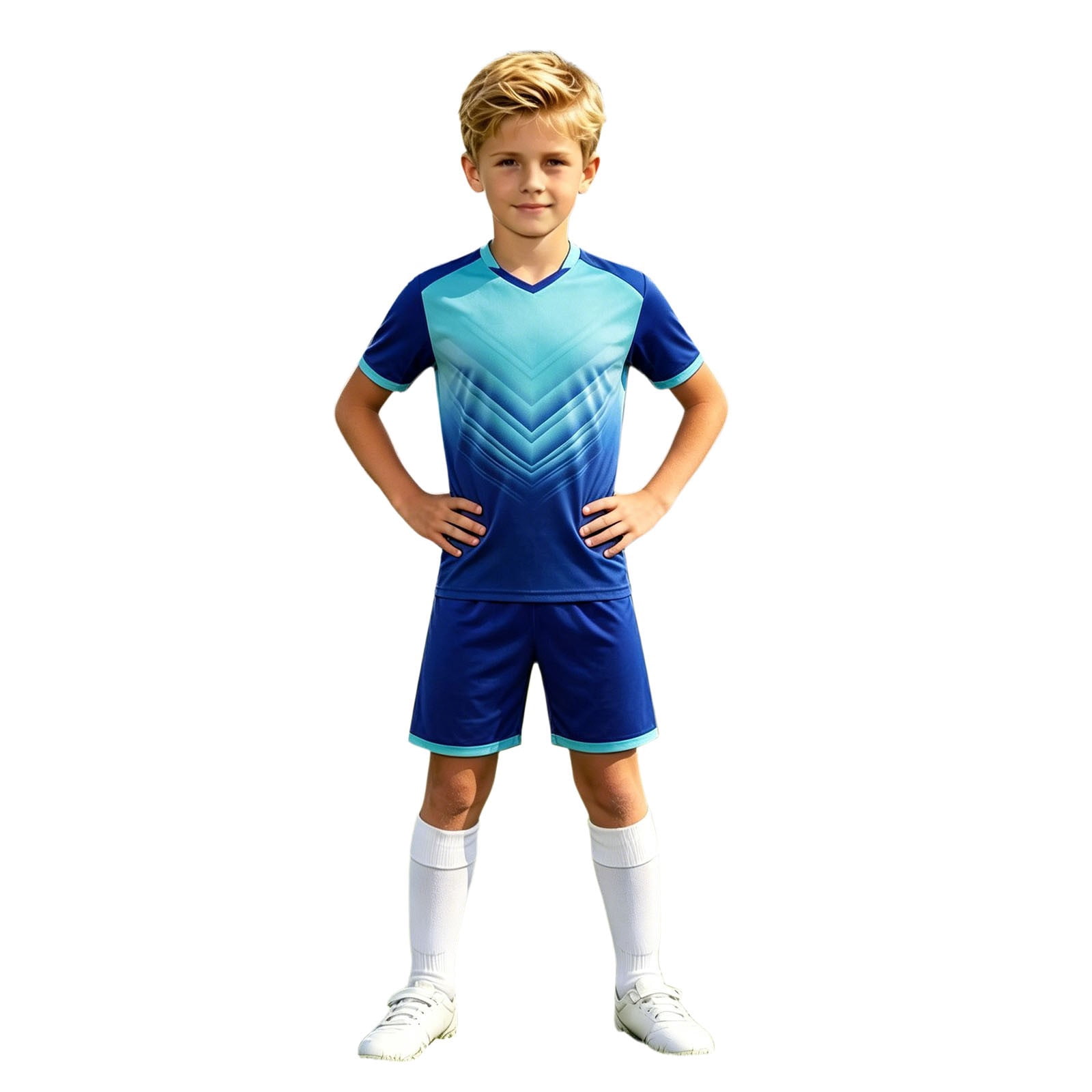 Boys Outfit Sets Gradient Short Sleeve Two Piece Practice Training ...
