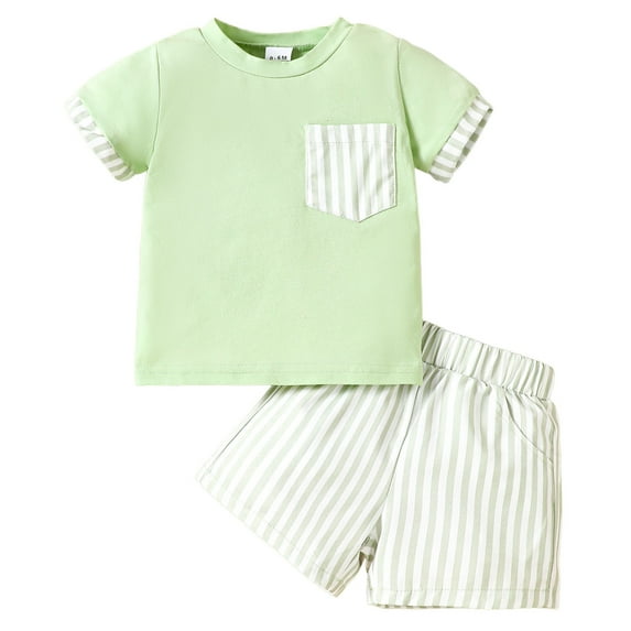 Boys Outfit Sets Short Sleeve Striped Prints T Shirt Pullover Tops ...
