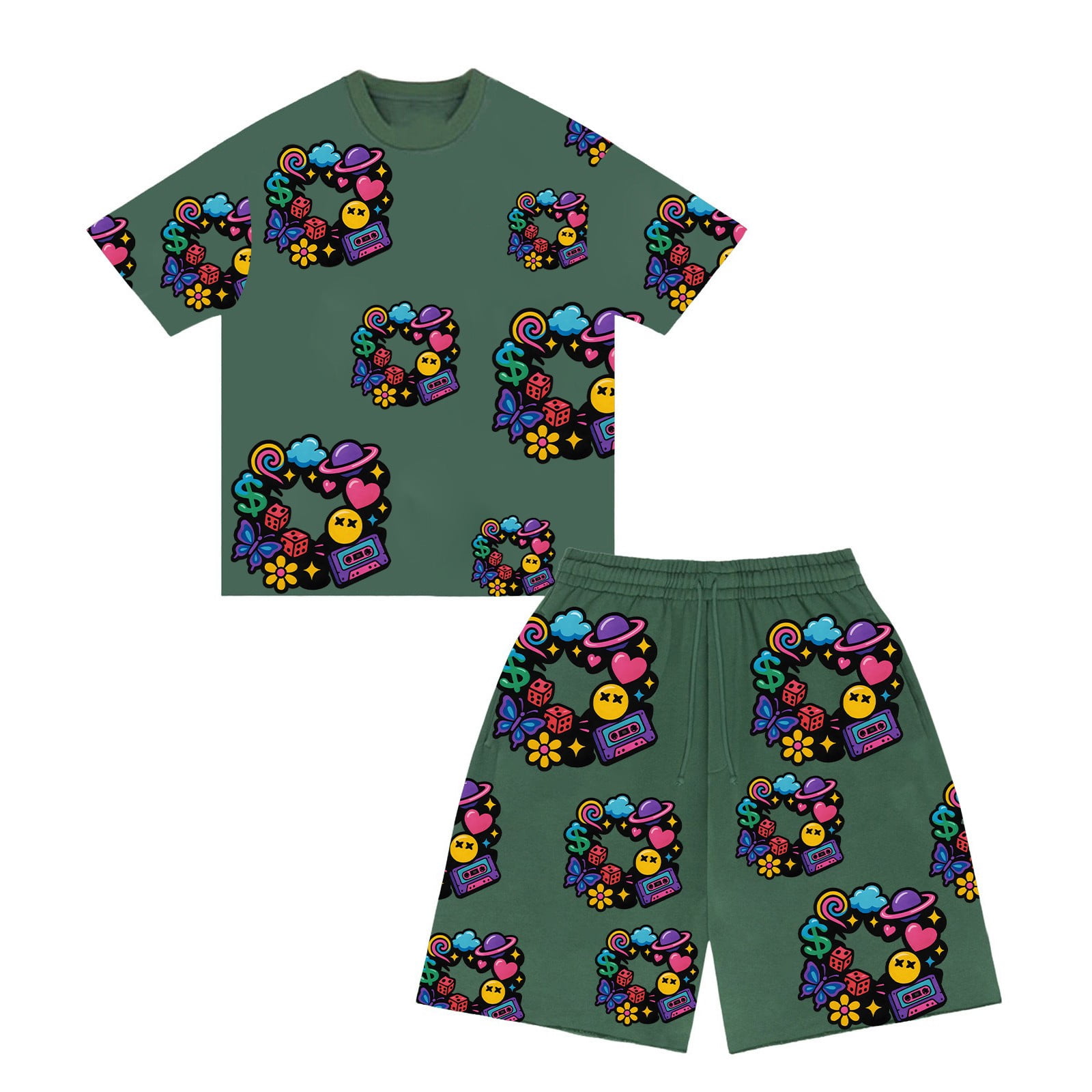 Boys Outfit Sets Shorts Round Neck Elastic Waist Toddler Kids Age 3 13 ...