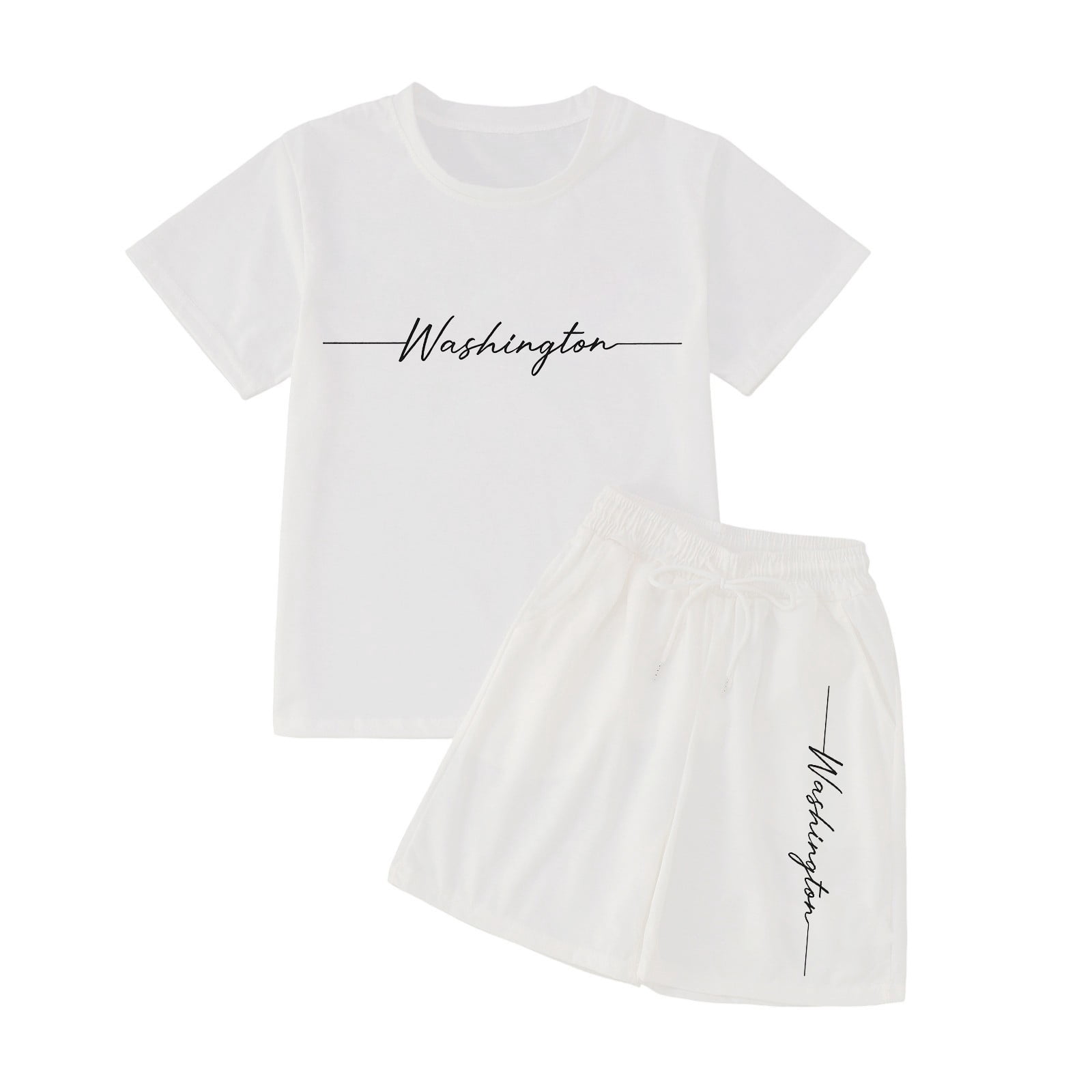 Boys Outfits 2 Piece City Letter Print Crewneck Short Sleeve Tee with ...