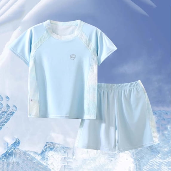 Boys Outfits 2 Piece Short Sleeve Crew Neck Tie Dye Print Lightweight T ...