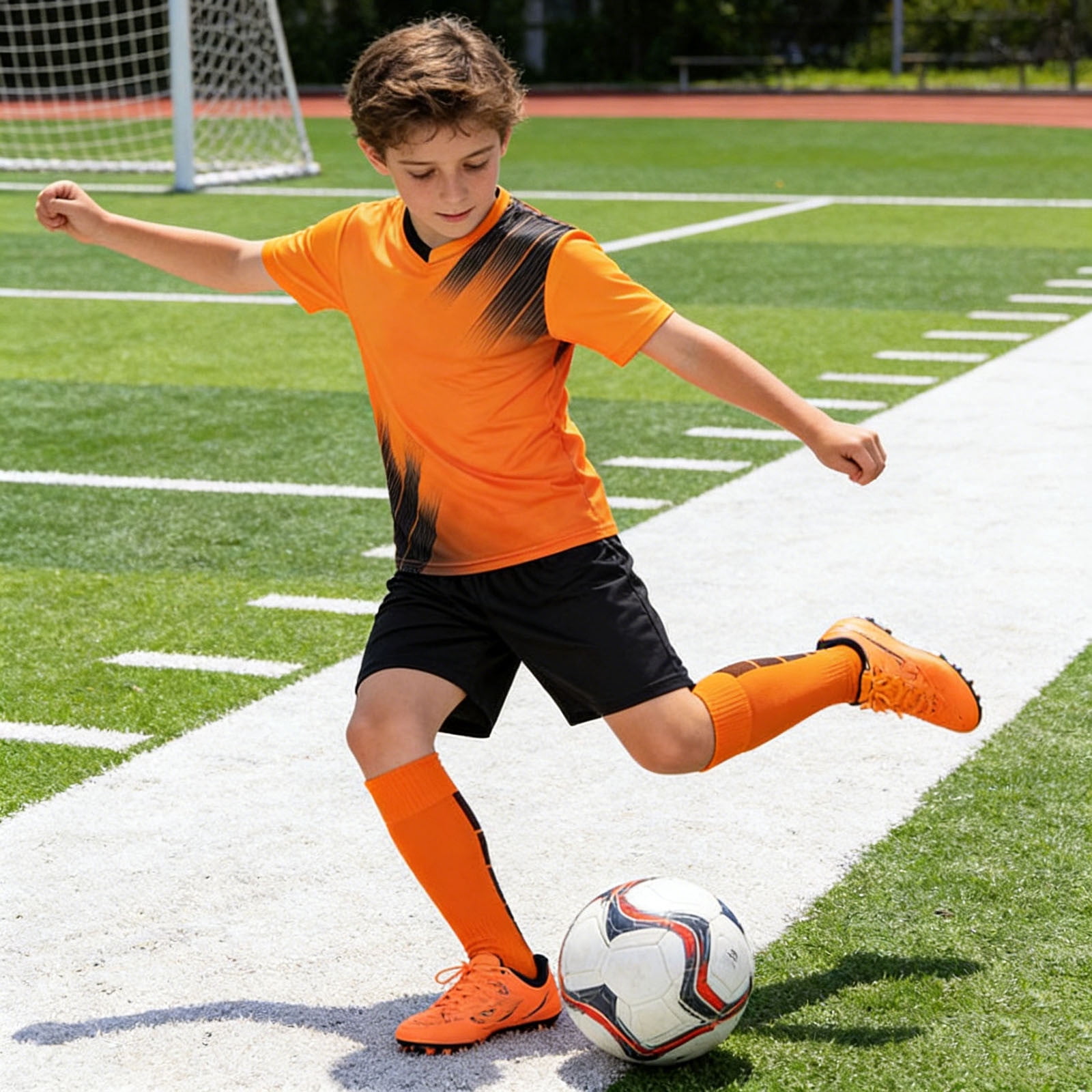 Boys Outfits 2 Piece Soccer Crewneck Short Sleeve Tee with Shorts for ...