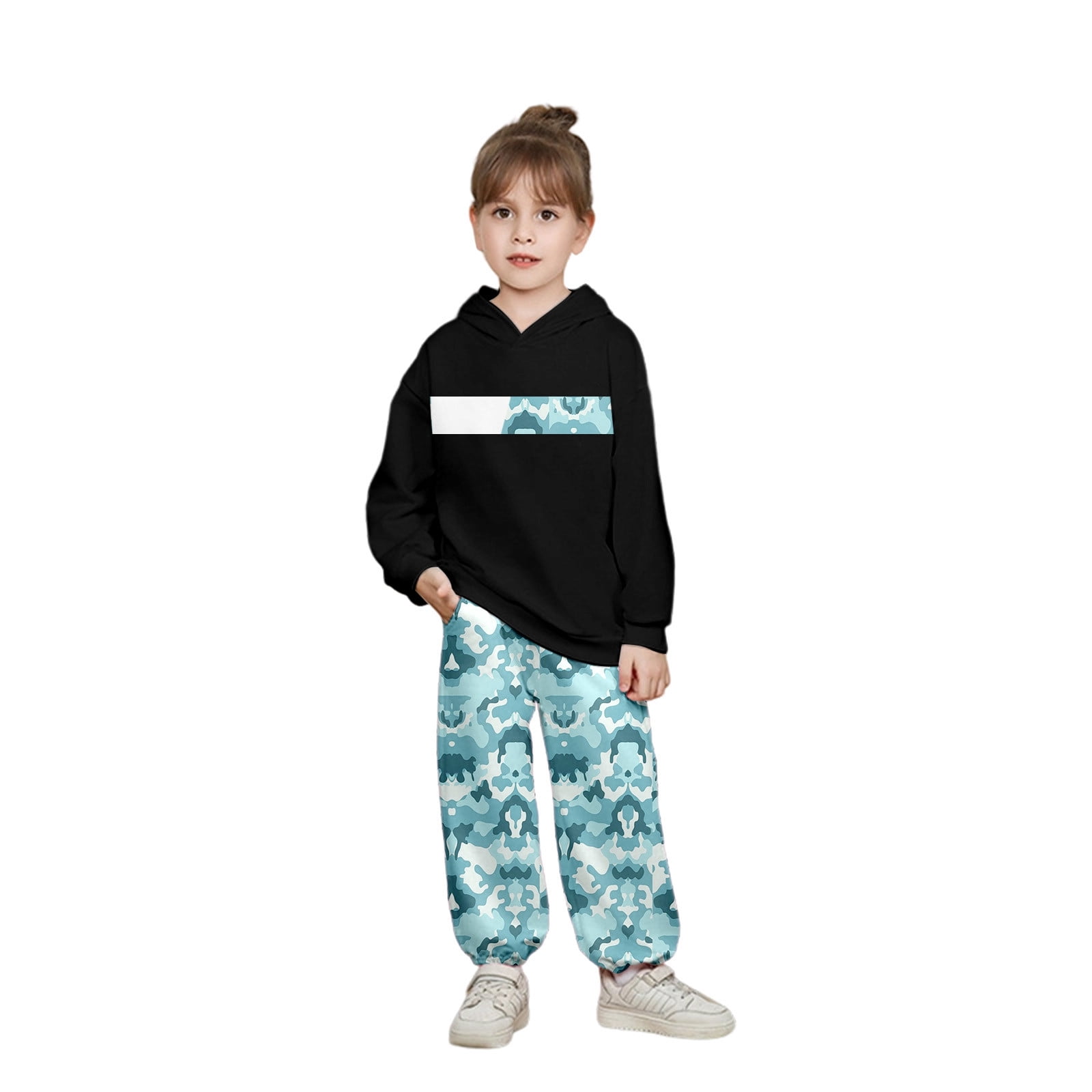 Boys Outfits Camo Print Hooded Long Sleeve Shirt Pants Loose Fit Beach ...