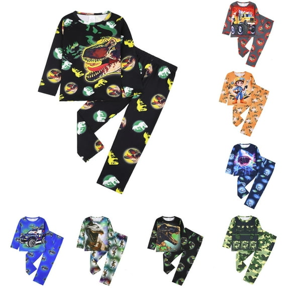 Boys Outfits Casual High Definition Digital Print Long Sleeve Pajamas ...