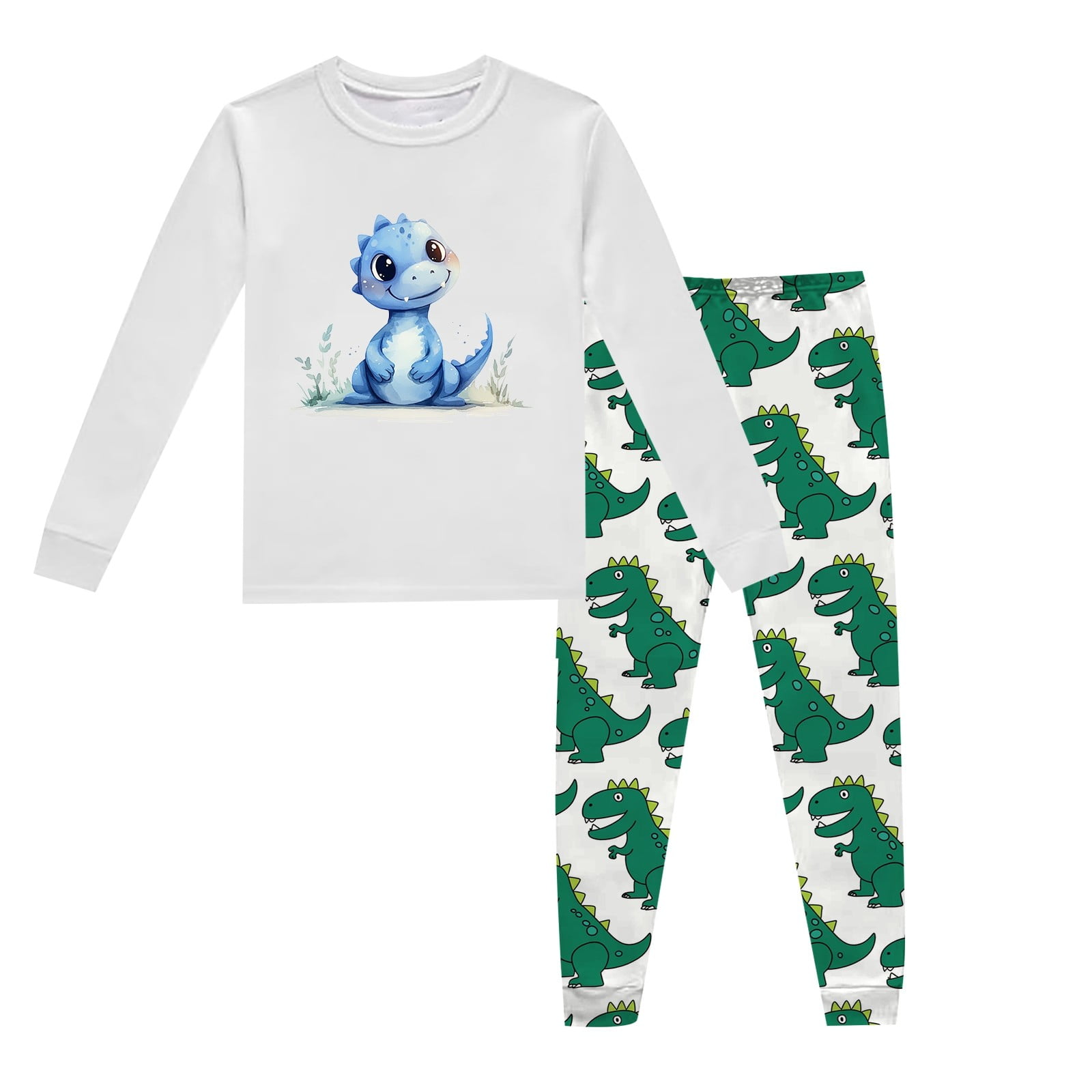 Boys Outfits Children's Dinosaur Printed Crew Neck Long Sleeve Top Long ...