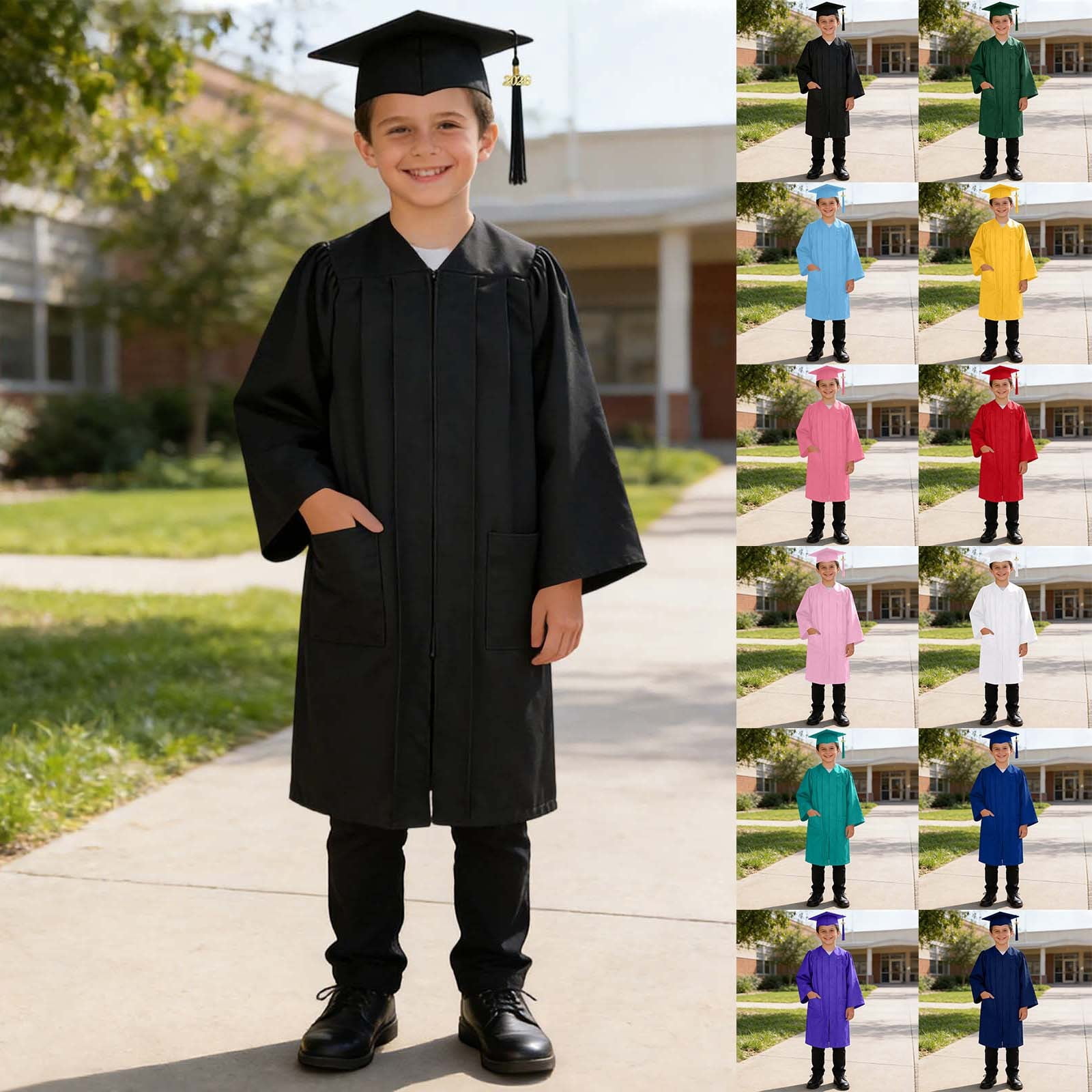 Boys Outfits Kids Shiny Knitted Graduation Gown with Cap Set for ...