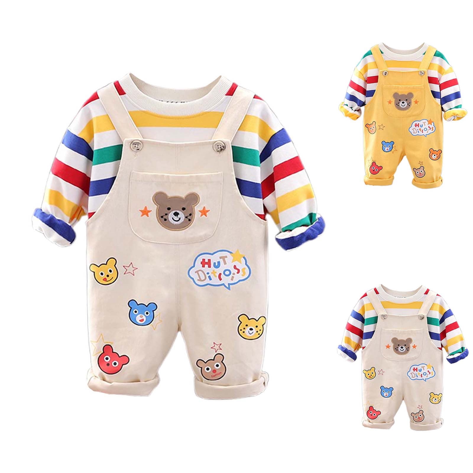 Boys Outfits Kids Spring Fall Suspenders Shorts and Top Set for Boys ...