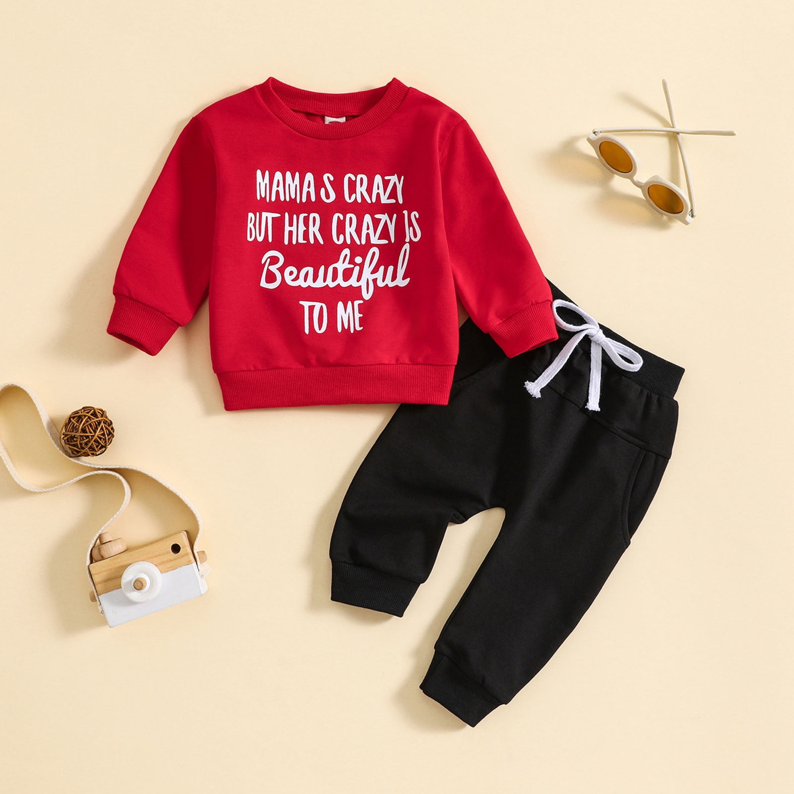 Boys Outfits Long Sleeve Letter Print Pullover and Pants Casual Set ...