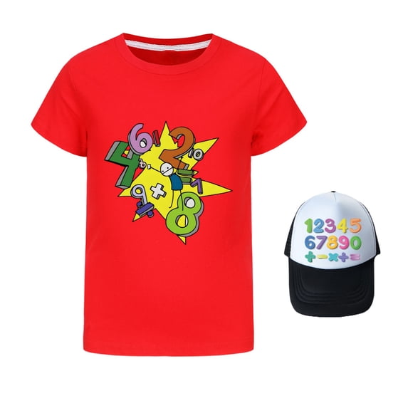 Boys Outfits School Event Ready Digit Print T Shirt Hat Two Piece ...