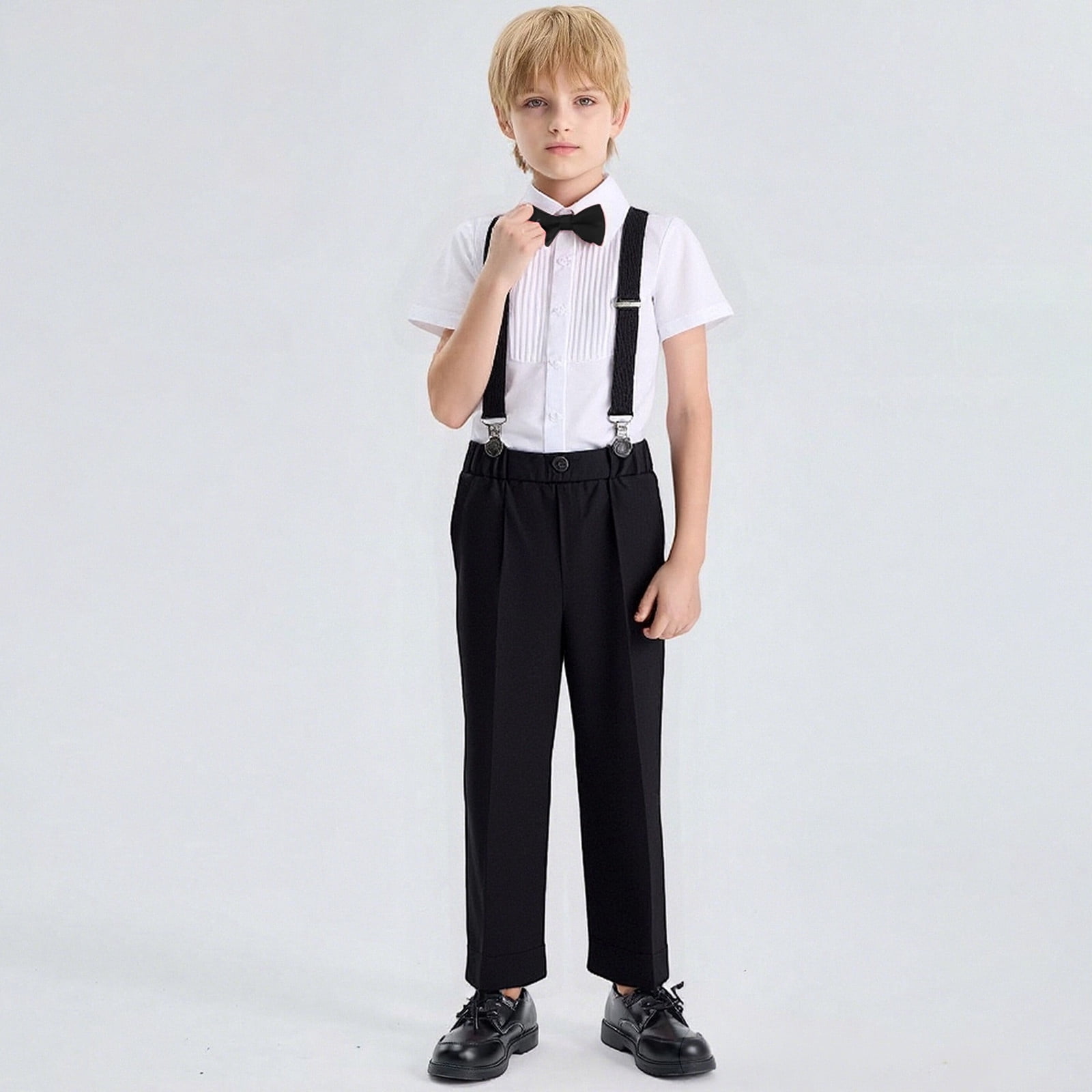 Boys Outfits Set Short Sleeve Shirt Casual School Wear Performance Suit ...