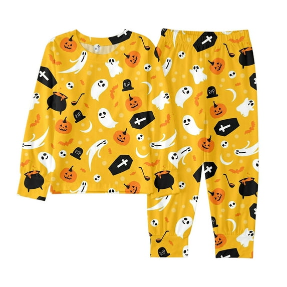 Boys Outfits Sets Winter Alien Cartoon Print Long Sleeve Top Pants Pajamas Loungewear Kids ...