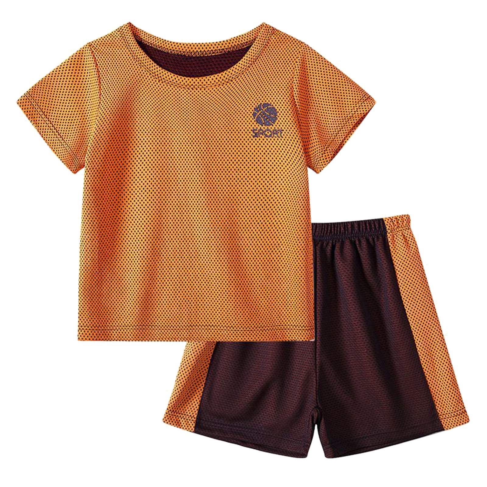 Boys Outfits Short Sleeve Athletic Boys Shirts and Mesh Soccer Shorts ...