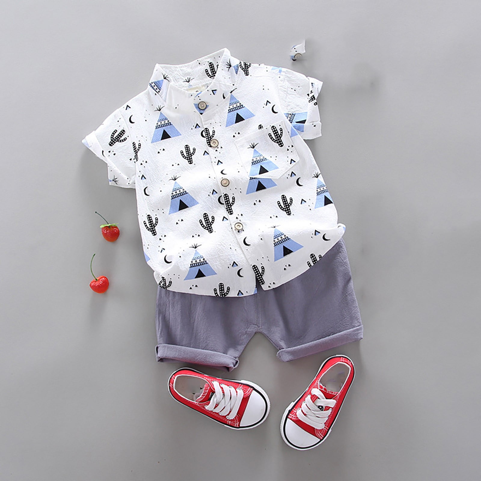Boys Outfits Size 2-3Y Collar Short Sleeve Top and Shorts Korean ...