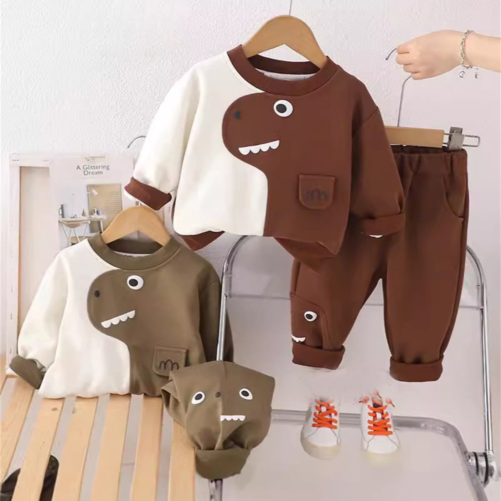 Boys Outfits Toddler Boys Fall Cartoon Print Long Sleeve and Pants ...