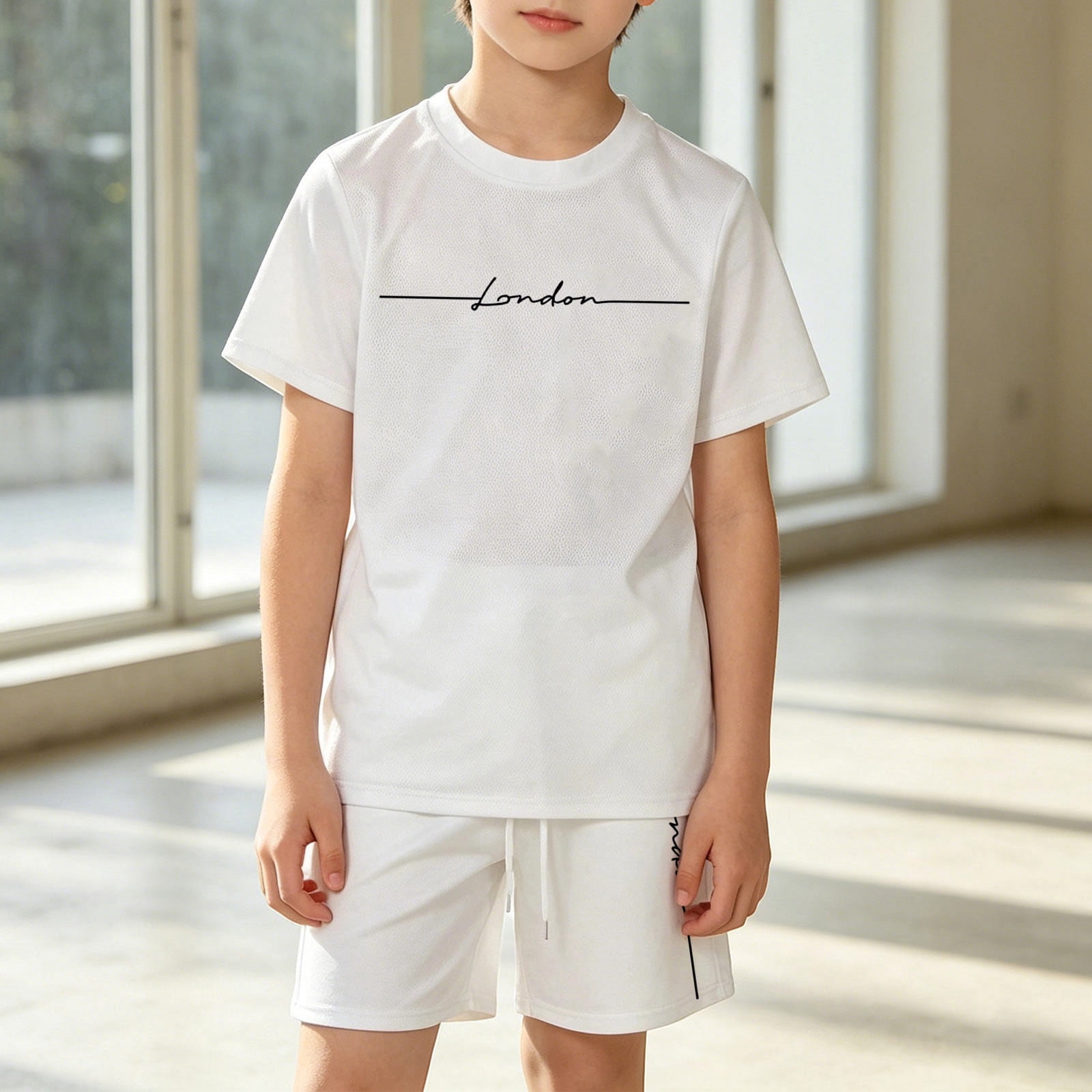 Boys Outfits Toddler Letter Graphic Mesh Short Sleeve Tee and Shorts ...
