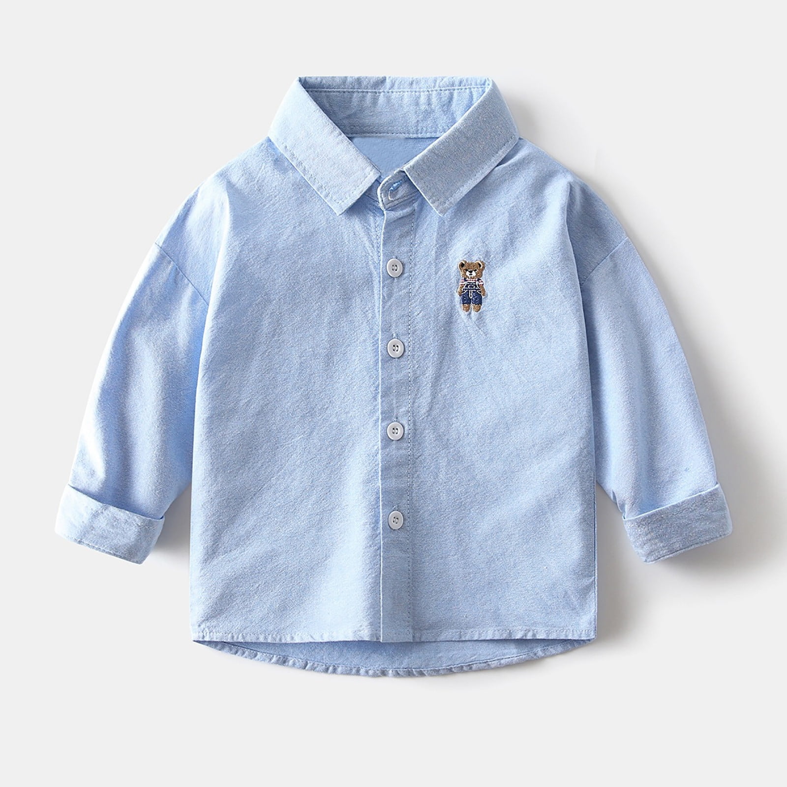 Boys Oxford Cloth Long Sleeve Button Down Shirt Kids Classic Stripe ...