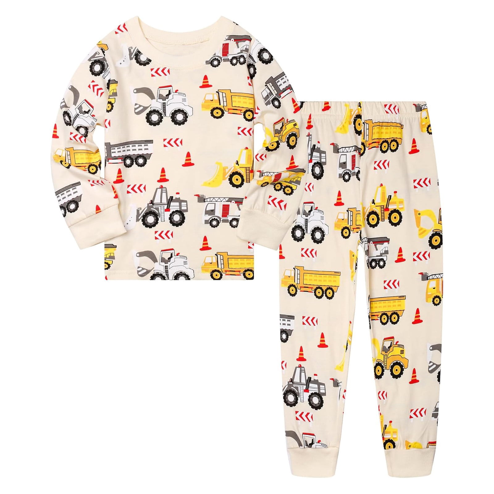 Boys Pajamas Bulldozer Tractor Long Sleeve Sleepwear Trendy 2-Piece Pjs ...