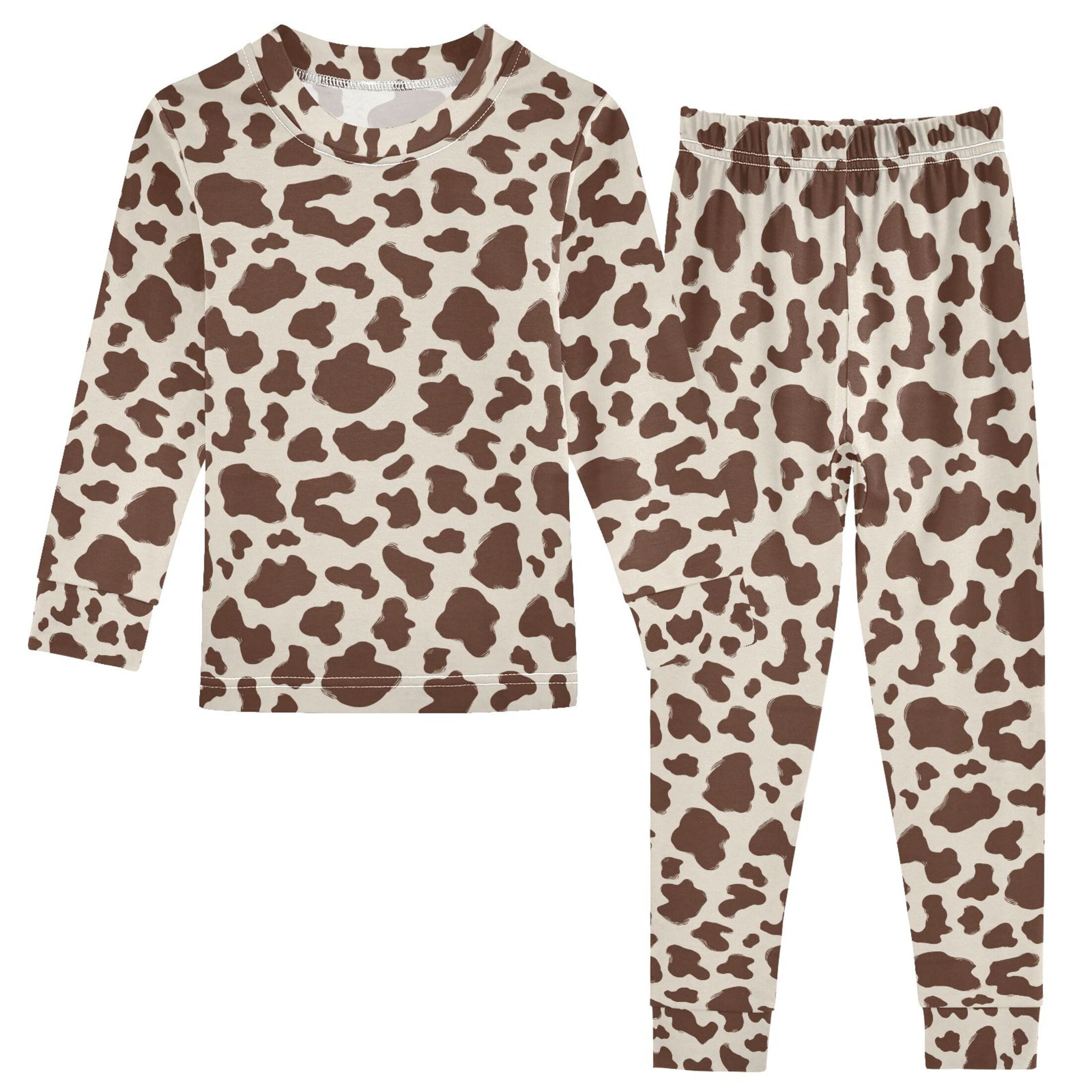 Boys Pajamas Girls Pajama Brown and White Cow Print Spots Cute ...