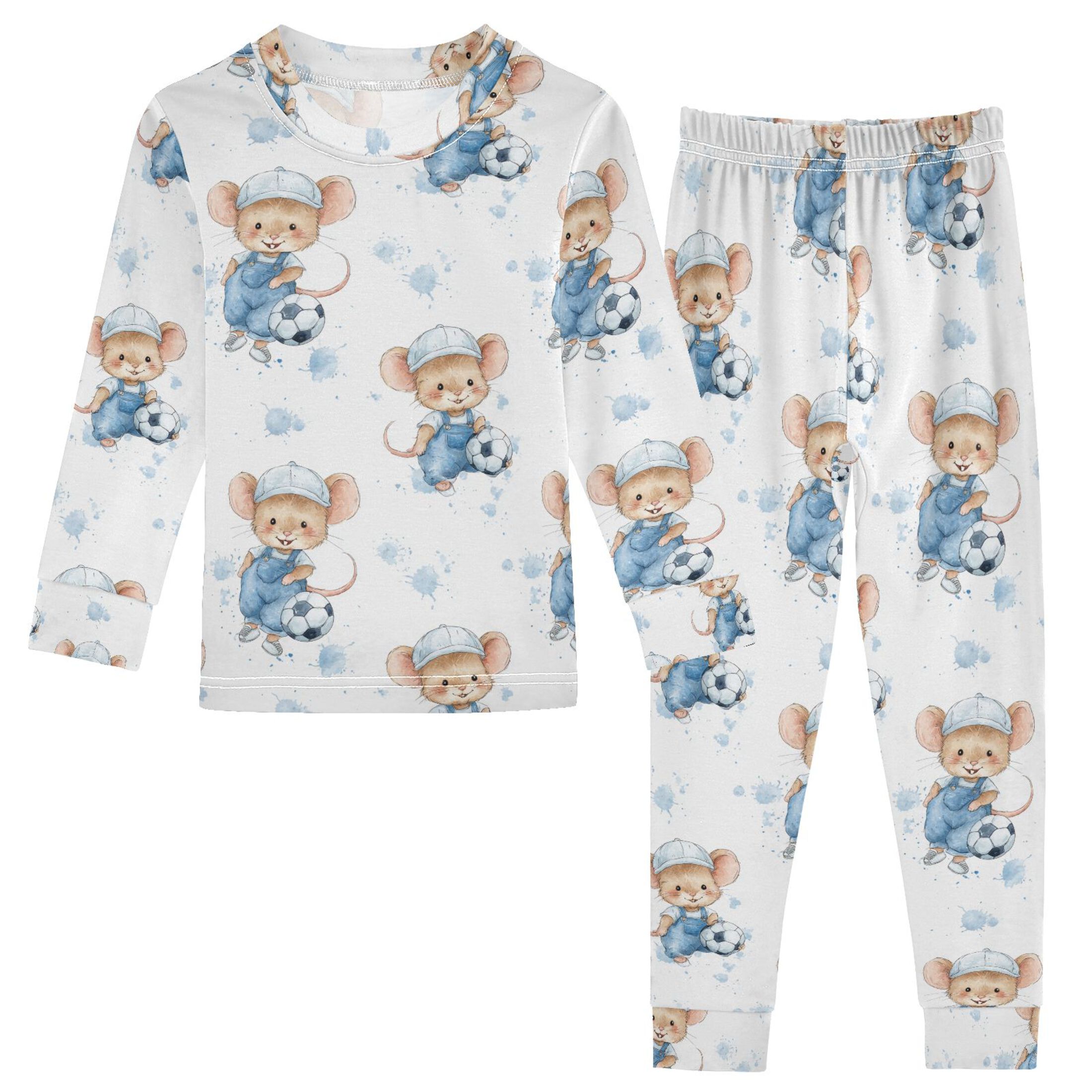 Boys Pajamas Girls Pajama Cartoon Soccer Mouse Cute Comfortable Cotton ...
