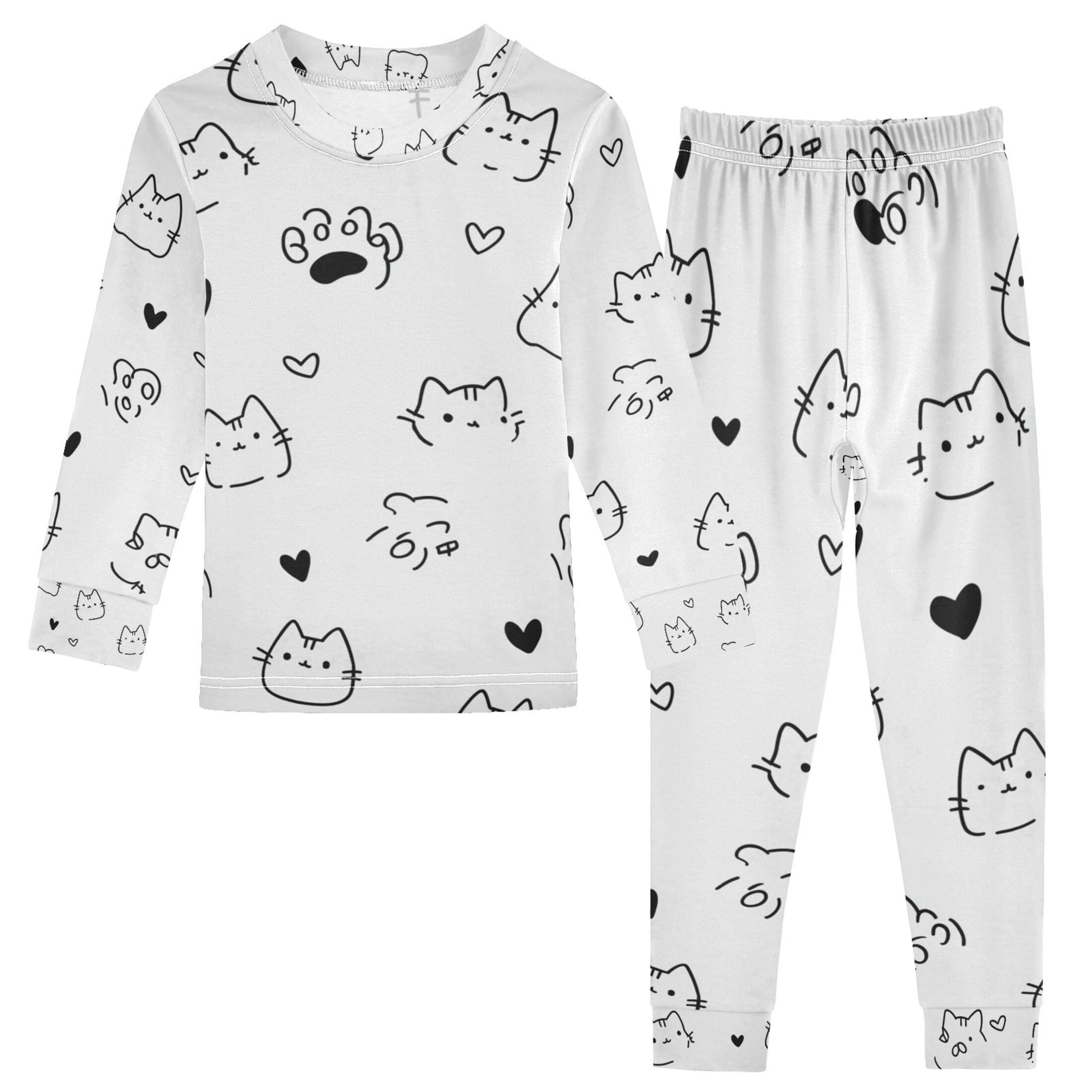 Boys Pajamas Girls Pajama Cat's Paw Star Cat Cute Comfortable Cotton Two-piece Pajama Set ...