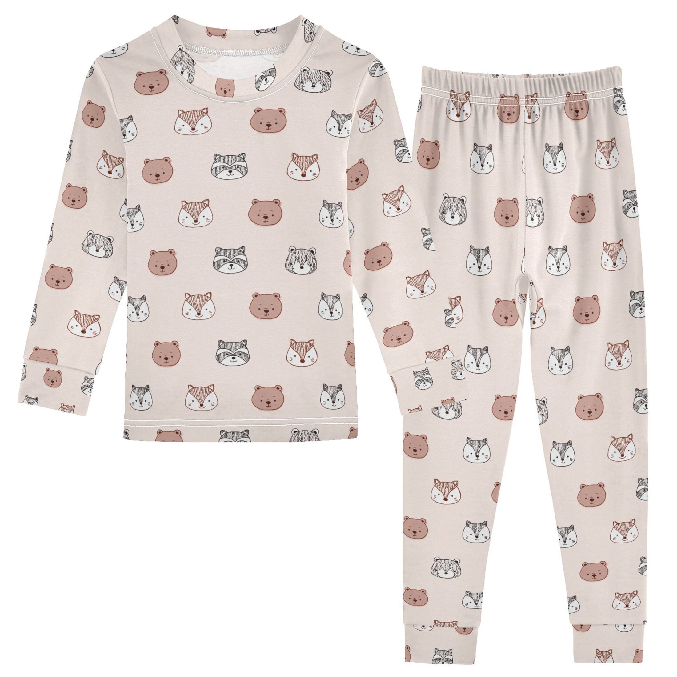 Boys Pajamas Girls Pajama Cute Animal Faces Cute Comfortable Cotton Two ...